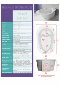 Venus II Water Birth Pool Technical Specifications - Active Birth Pools